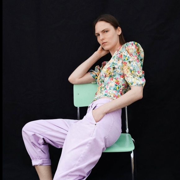 Zara | Tops | Zara Satin Effect Print Blouse | Poshmark